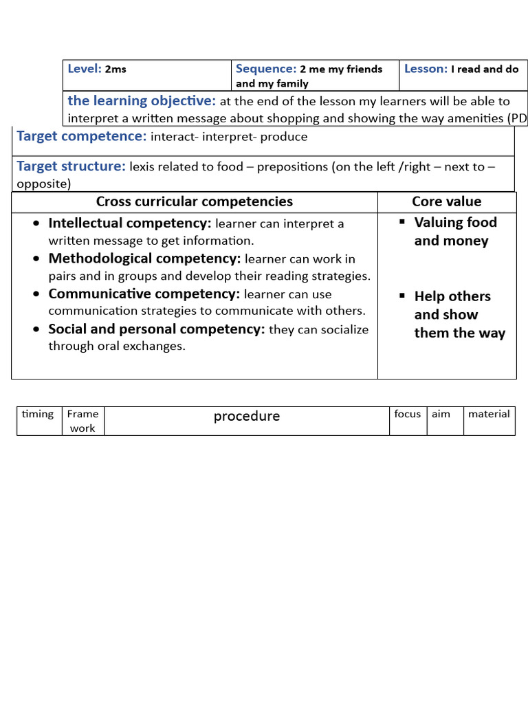 Lesson Plan MS2 I Read and Do Sequence2 | PDF | Learning | Human Communication