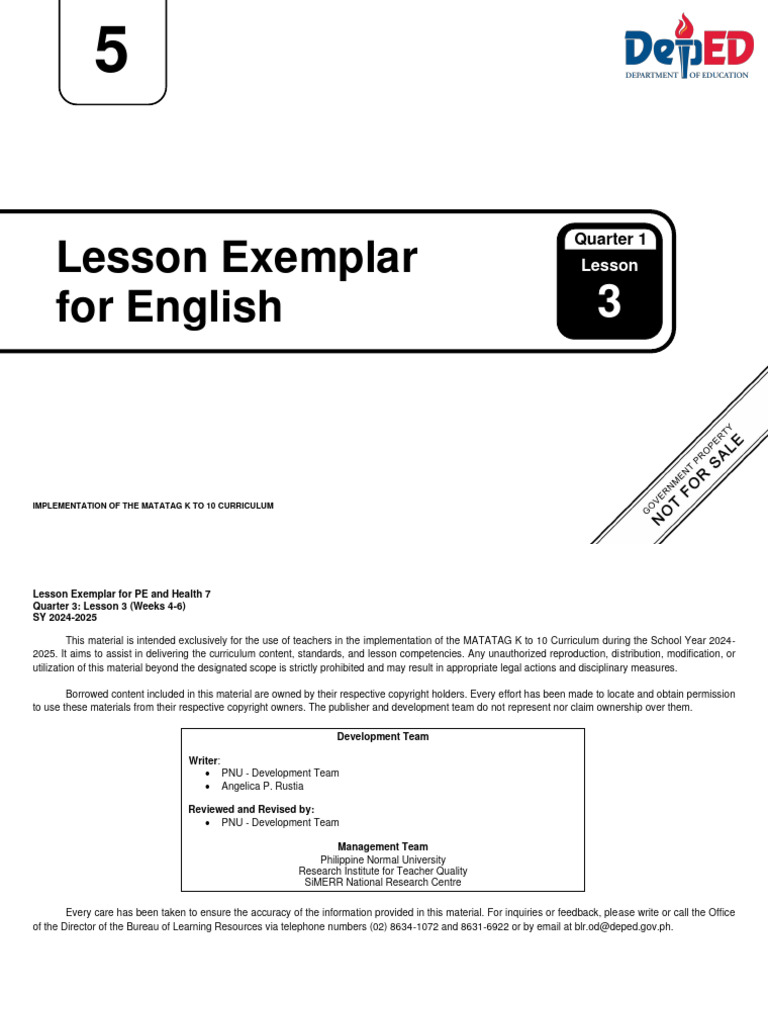 Q1 - LE - PE and Health 7 - Lesson 3 - Weeks 4-6 | PDF | Learning ...