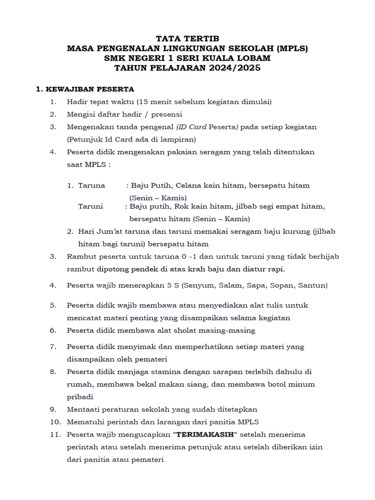Tata Tertib Mpls 2024 Baru | PDF