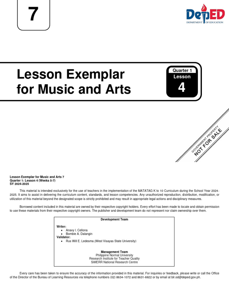 Q1 - LE - Music and Arts 7 - Lesson 4 - Weeks 5-7 | PDF | The Arts | Film Director