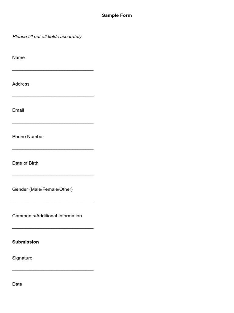 Sample Form for Personal Info | PDF