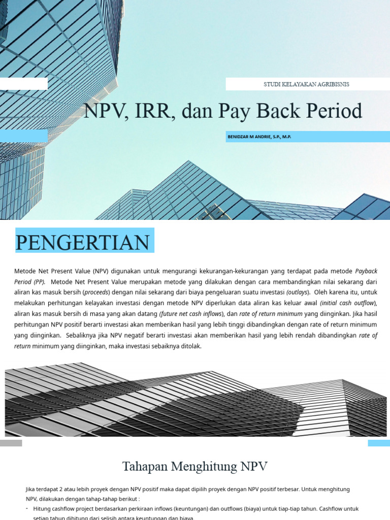 NPV, IRR, Dan Pay Back Period | PDF