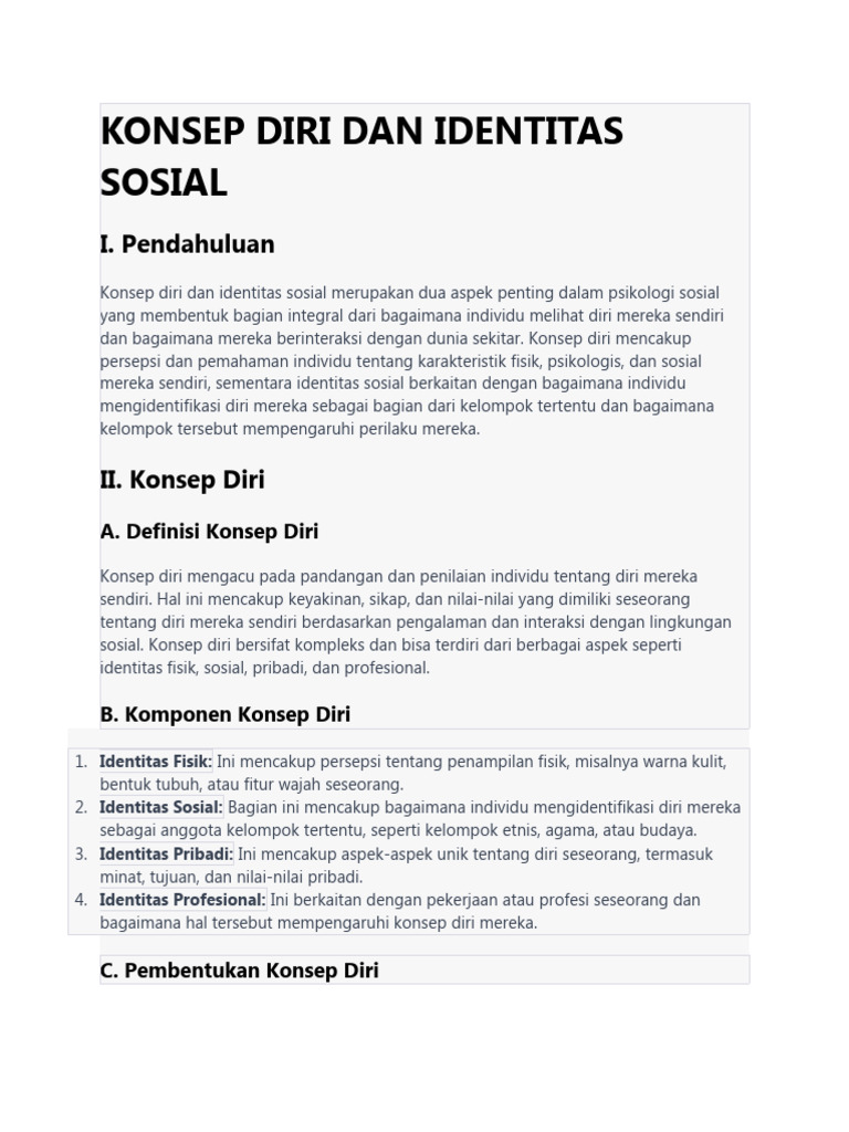 Konsep Diri Dan Identitas Sosial Draft | PDF