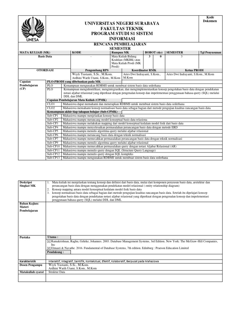 RPS Basis Data Obe | PDF | Komputer