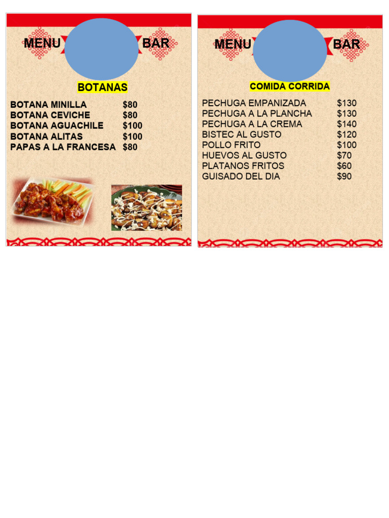 Coco Bongo Menu Bar | PDF