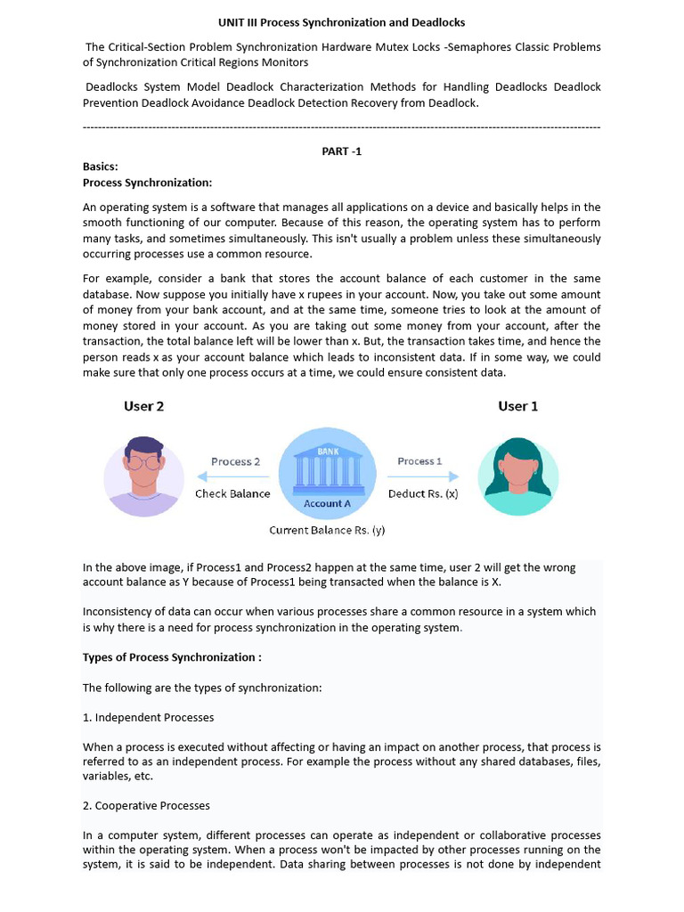 UNIT III Process Synchronization and Deadlocks - III - ECE - II - SEM - POS | PDF | Process ...