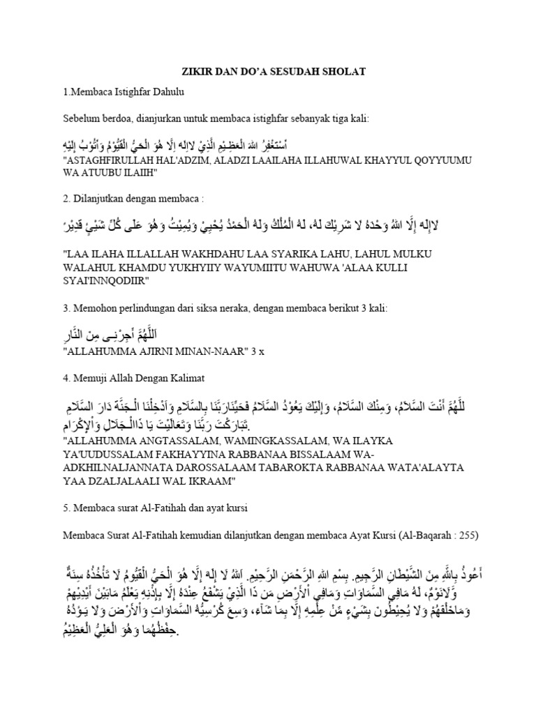 Zikir Dan Do'a Sesudah Sholat | PDF | Semitic Words And Phrases | Abrahamic Religions