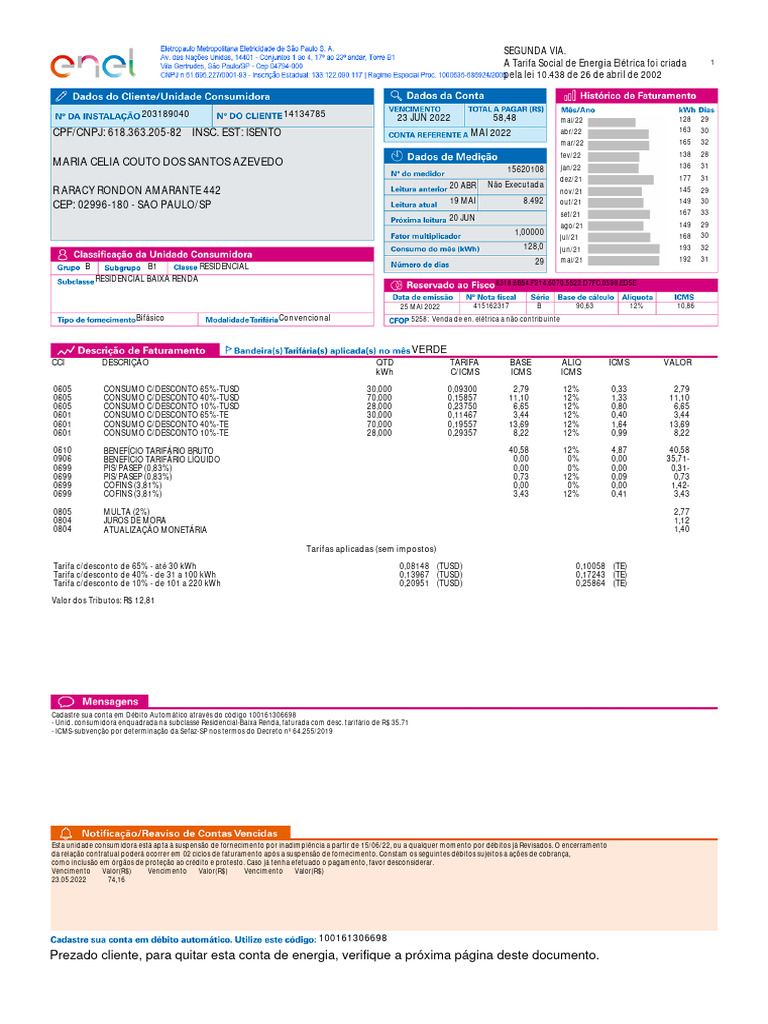 Comprovante Enel | PDF