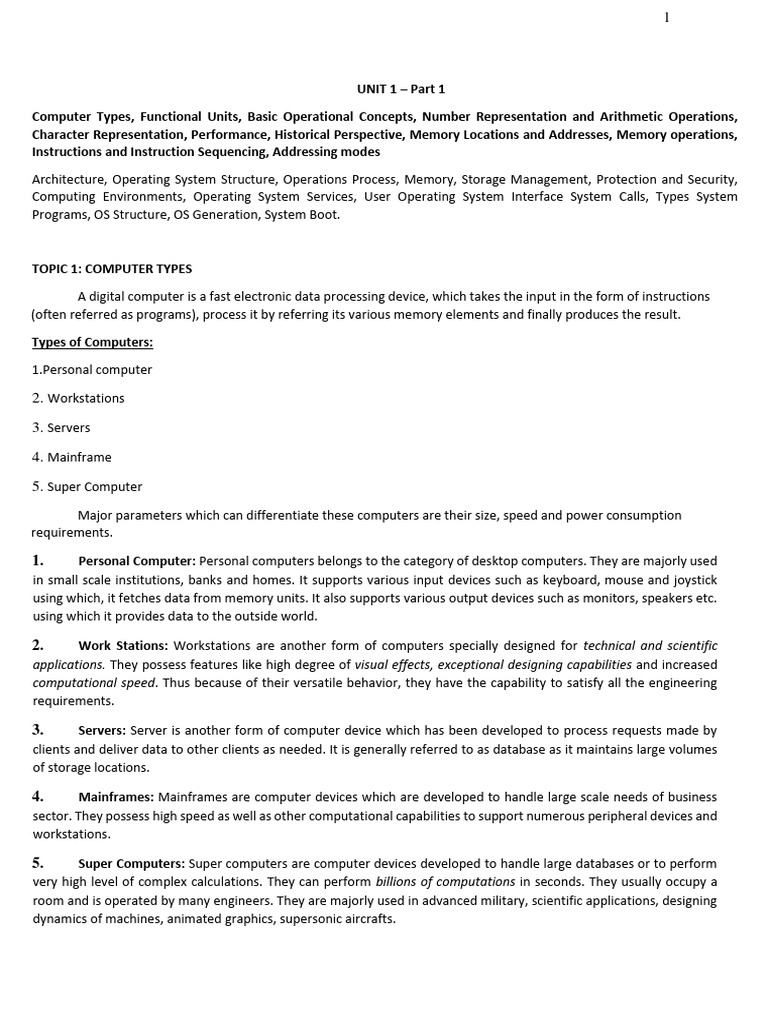 Os Unit1 Part-1 Notes | PDF | Computer Data Storage | Central ...