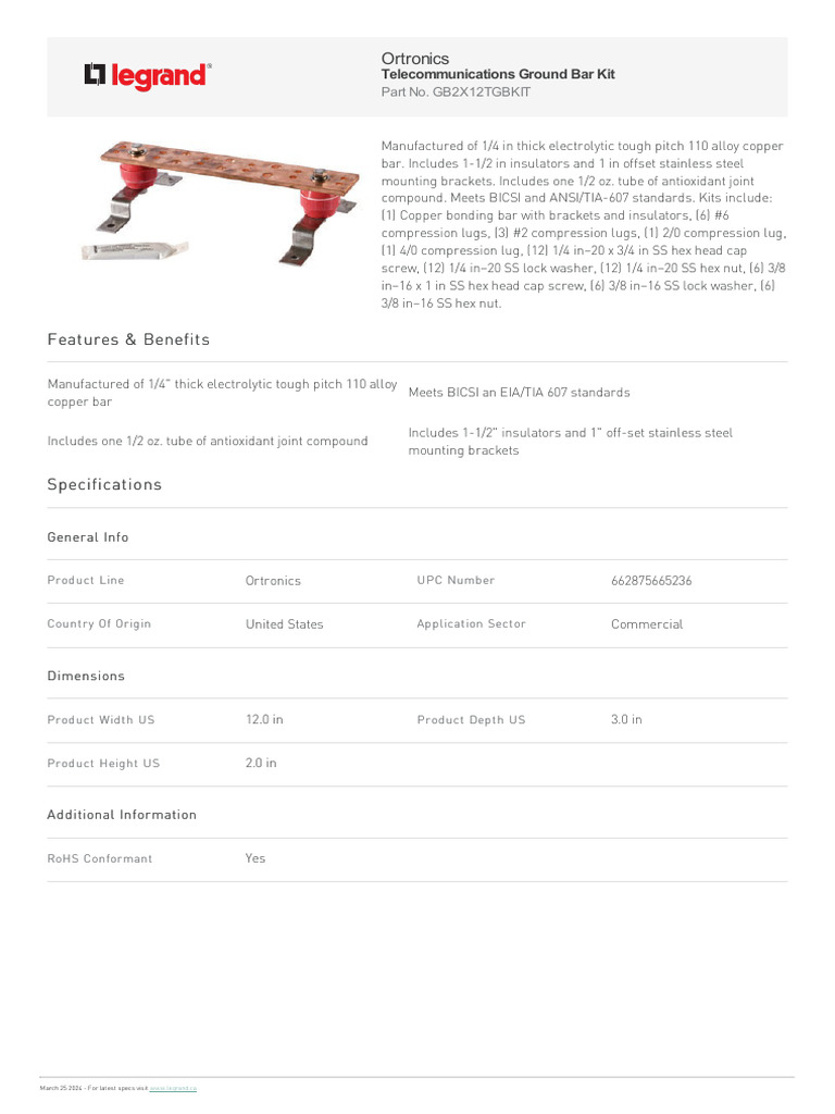 GB2X12TGBKIT Web Cutsheet | PDF | Building Engineering | Building Materials