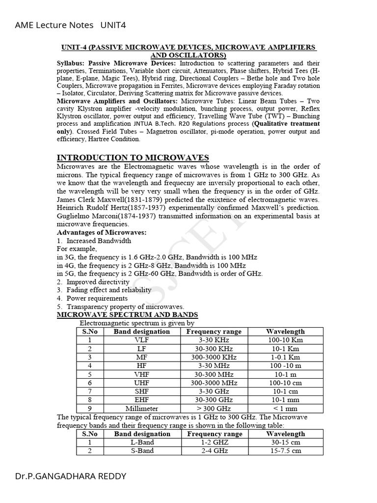 AME Unit4 Pasive MEdevices &ME Amps Oscs | PDF | Microwave | Hertz