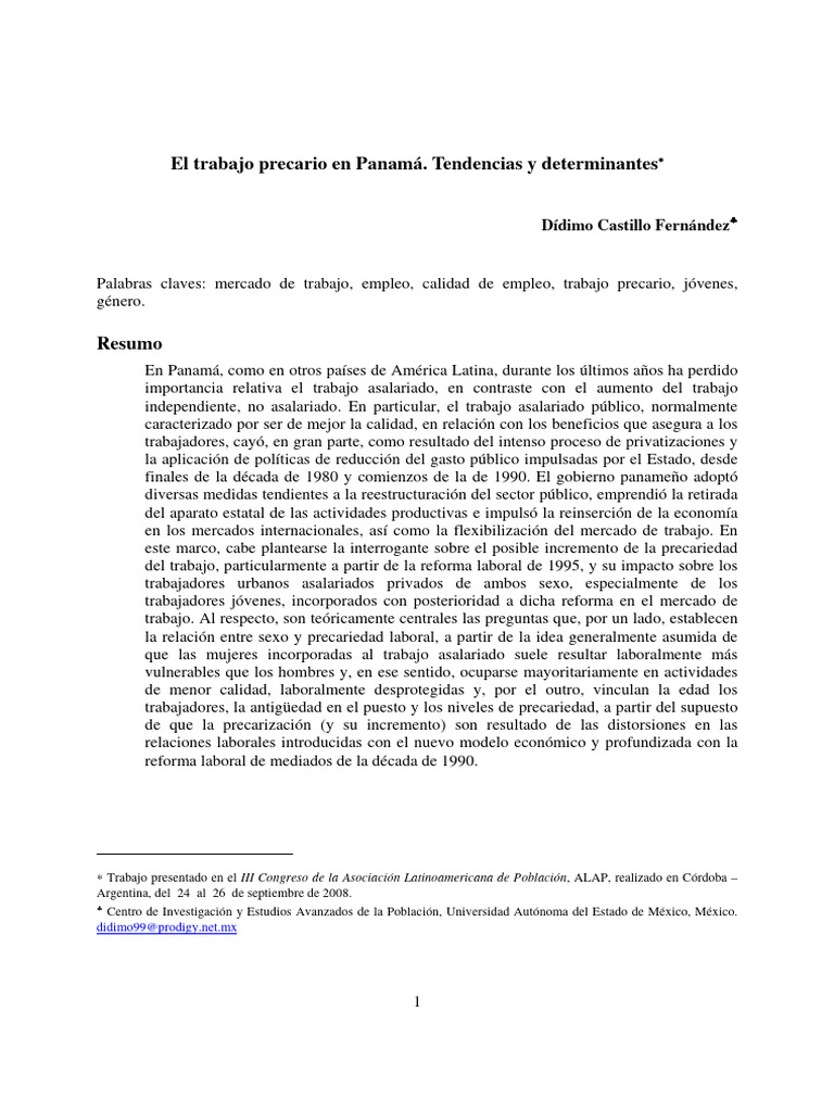Dídimo Castillo-Artpma - El Trabajo Precario | PDF | Derecho laboral ...