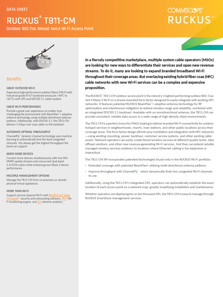 RUCKUS T811CM Data Sheet | PDF | Wi Fi | Ieee 802.11