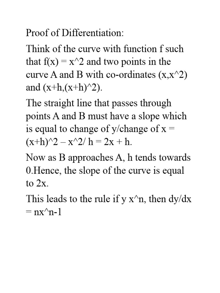 Proof of Differentiation | PDF