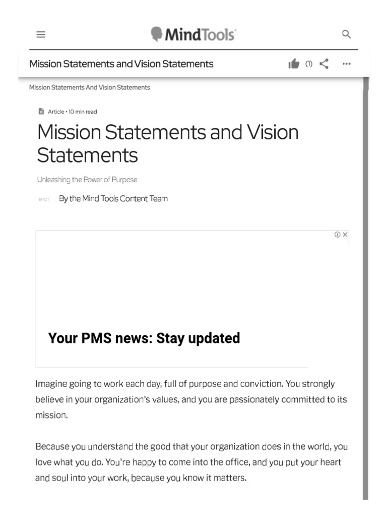 Creating Mission and Vision Statement | PDF