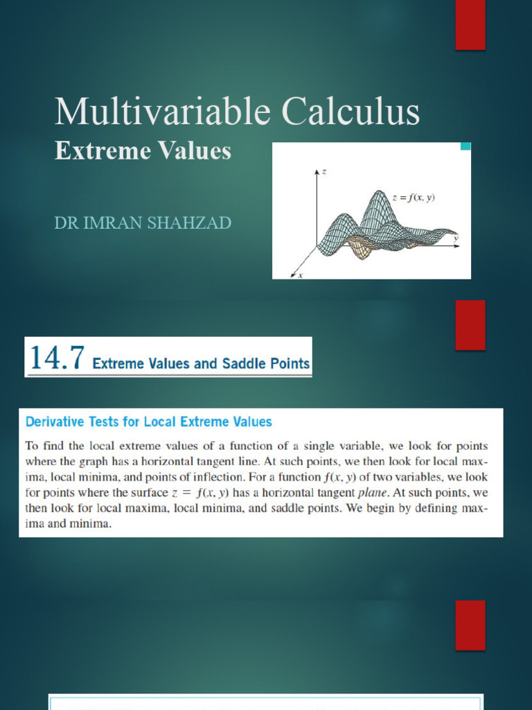Extreme Values in Multivariable Calculus | PDF