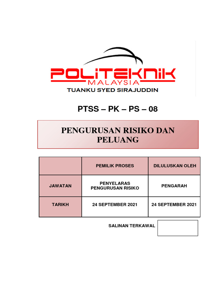 PTSS-PK-PS-08 Pengurusan Risiko Dan Peluang | PDF