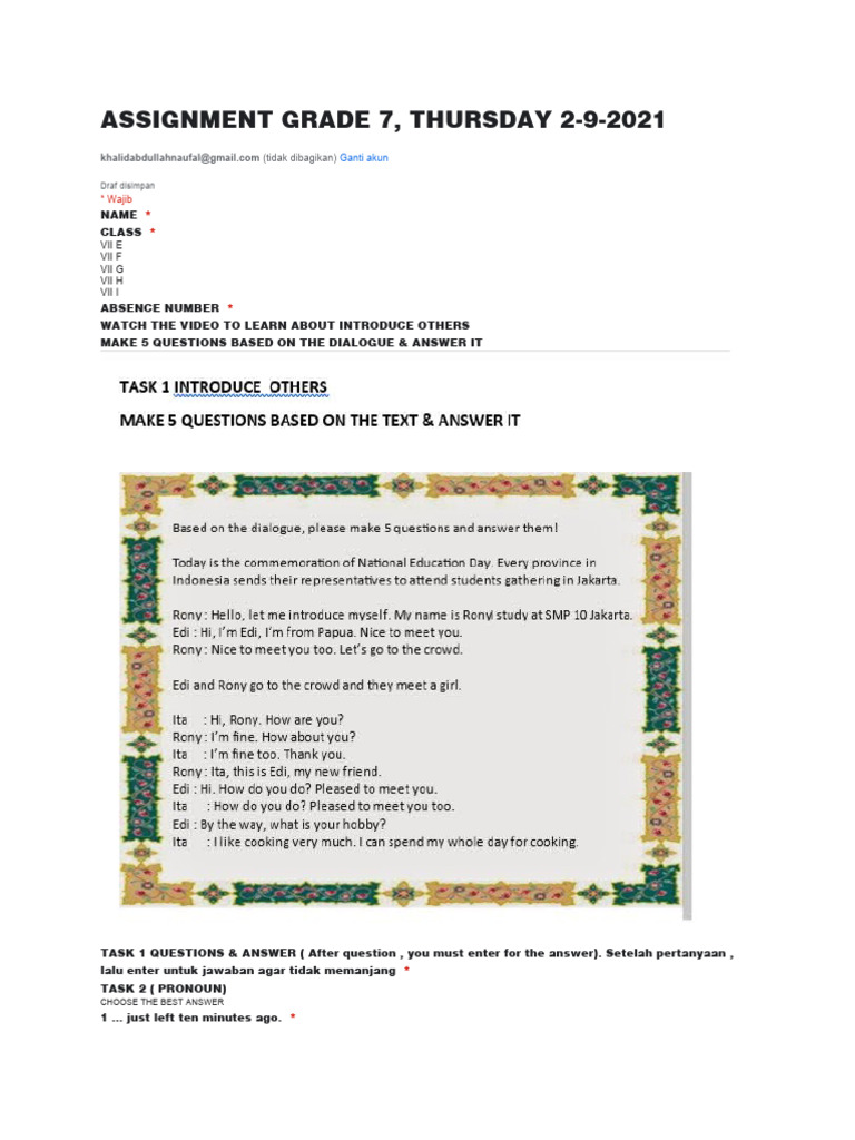 Assignment Grade 7 020921 | PDF | Home & Garden