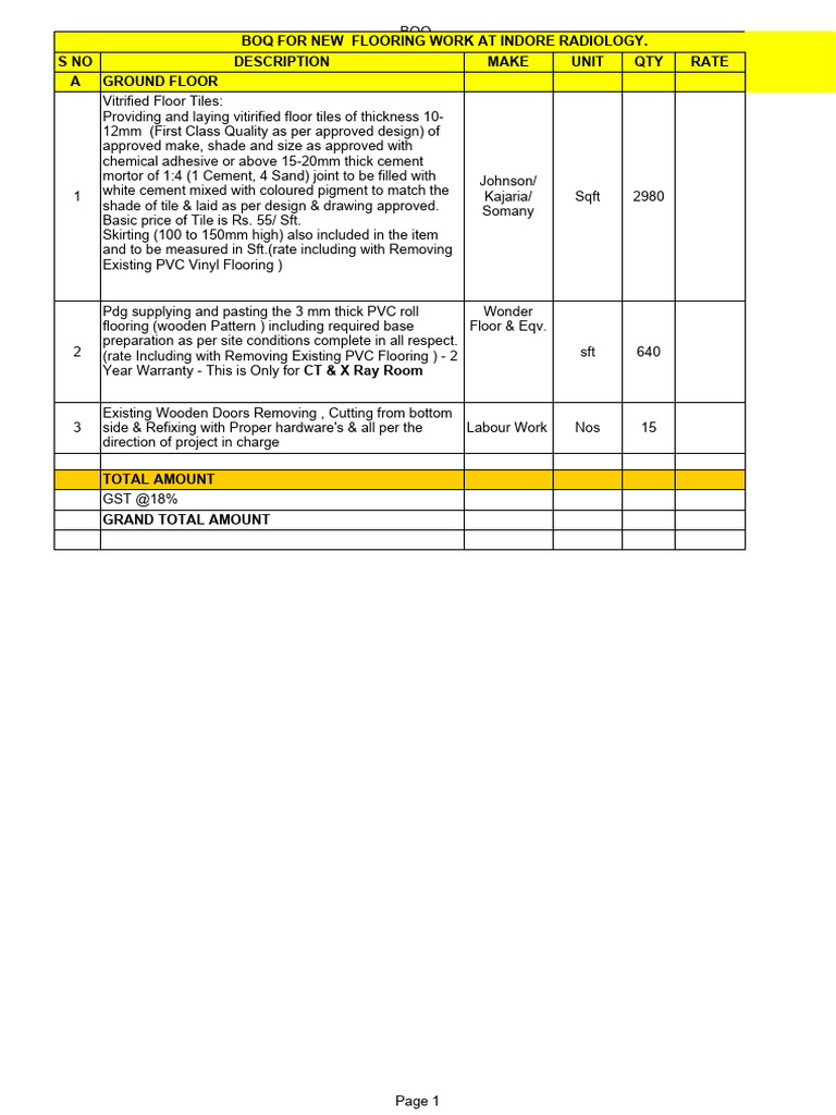 Tile Flooring Work Ground Floor Radiology | PDF
