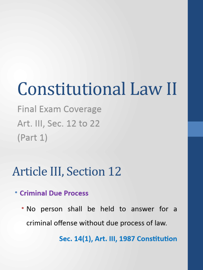 Part 1 Final Coverage Constitutional Law II | PDF | Bail | Presumption Of Innocence