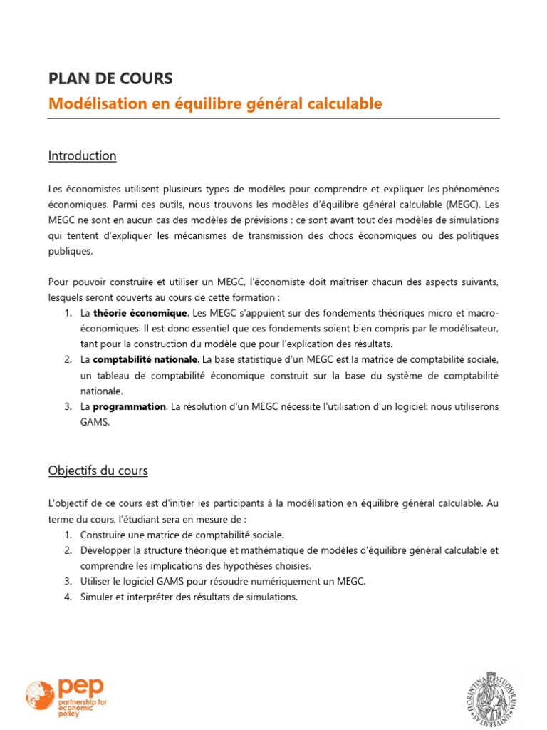 Introduction aux MEGC en économie | PDF | Modèle mathématique ...