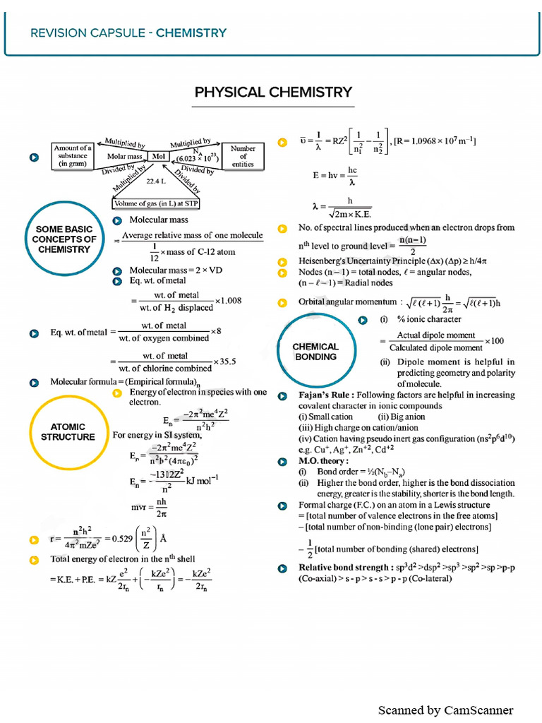 Physical Chemistry-Formulasheet | PDF