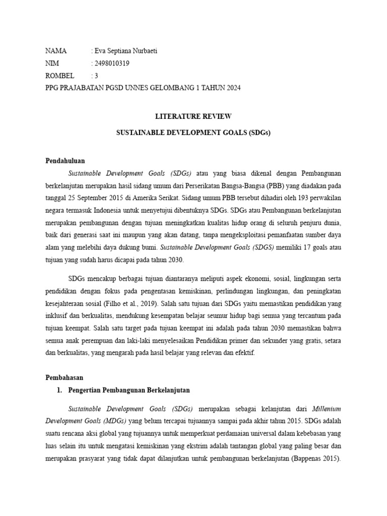 Eva Septiana: SDGs dan Pendidikan Indonesia | PDF | Ilmu Sosial