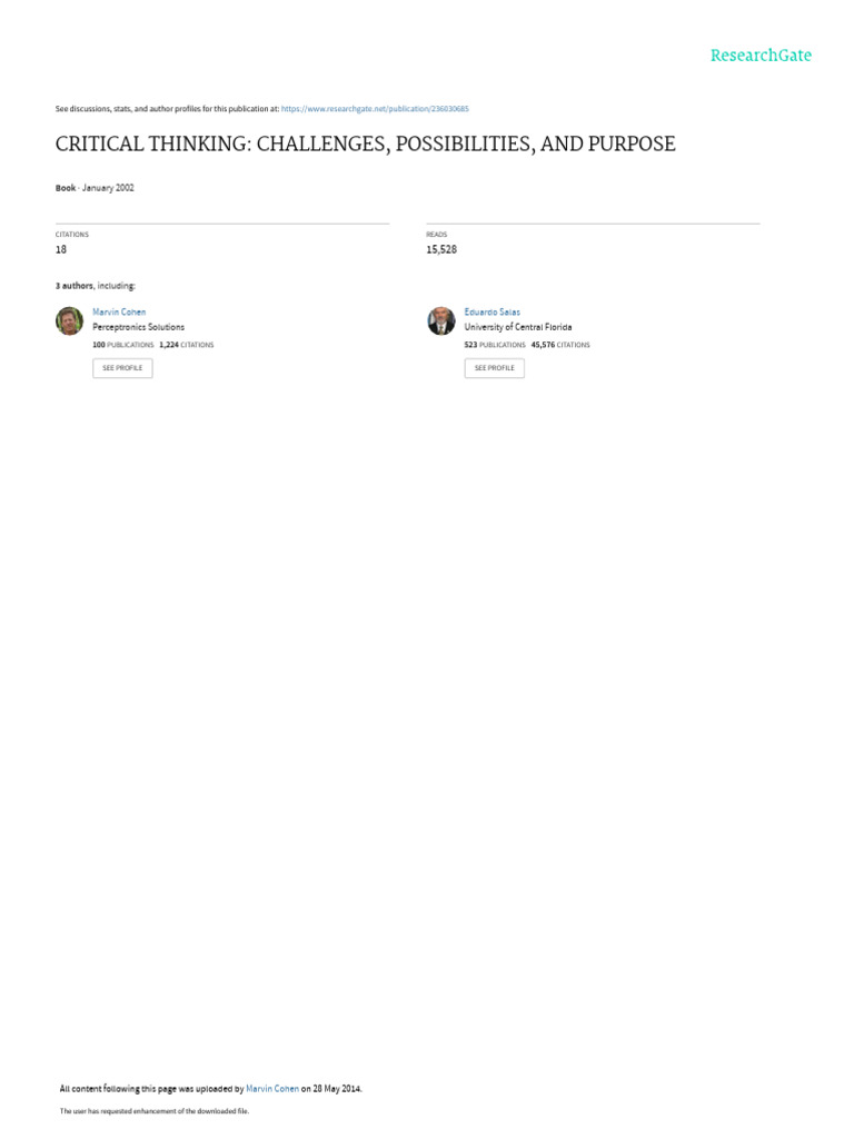 Review and Analysis of Critical Thinking Phase I Report | PDF | Thought ...