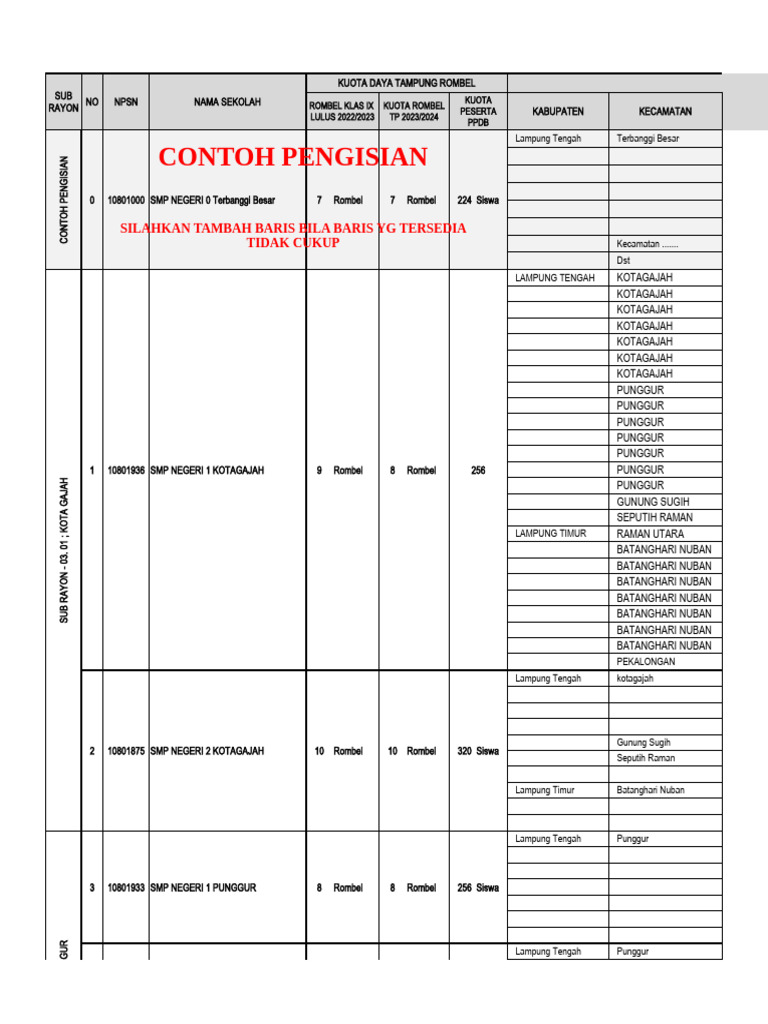DAYA TAMPUNG DAN ZONAZI PPDB 2024 SMP N2 Bekri 3 ROMBEL - 095147 | PDF