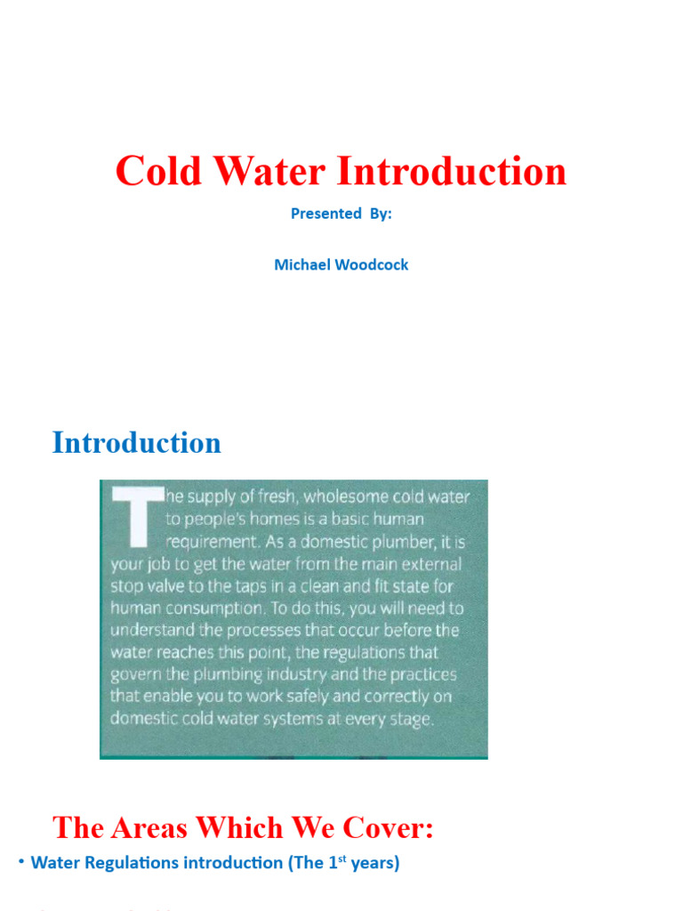 Cold Water Systems: Regulations & Maintenance | PDF | Home & Garden