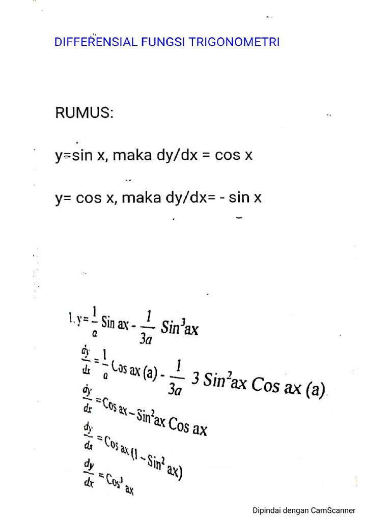 DIFFERENSIAL FUNGSI TRIGONOMETRI | PDF