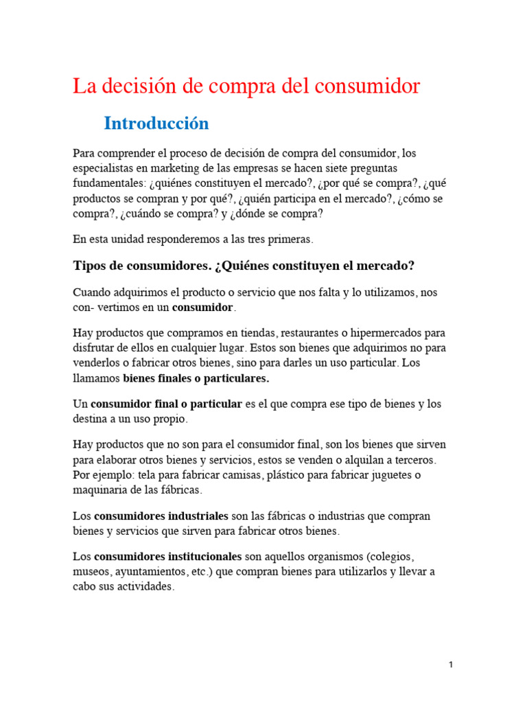 La Decisión de Compra Del Consumidor | PDF | Comportamiento | Los consumidores