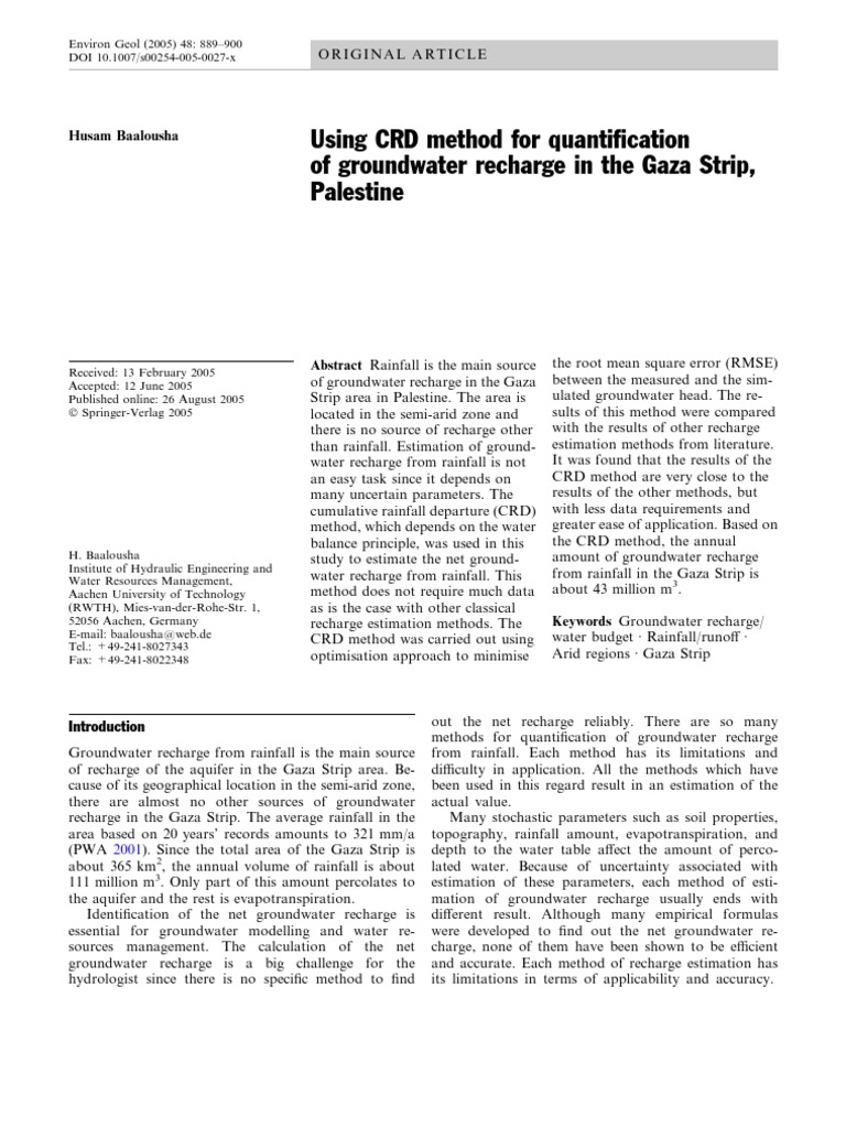 CRD Method | PDF | Aquifer | Groundwater