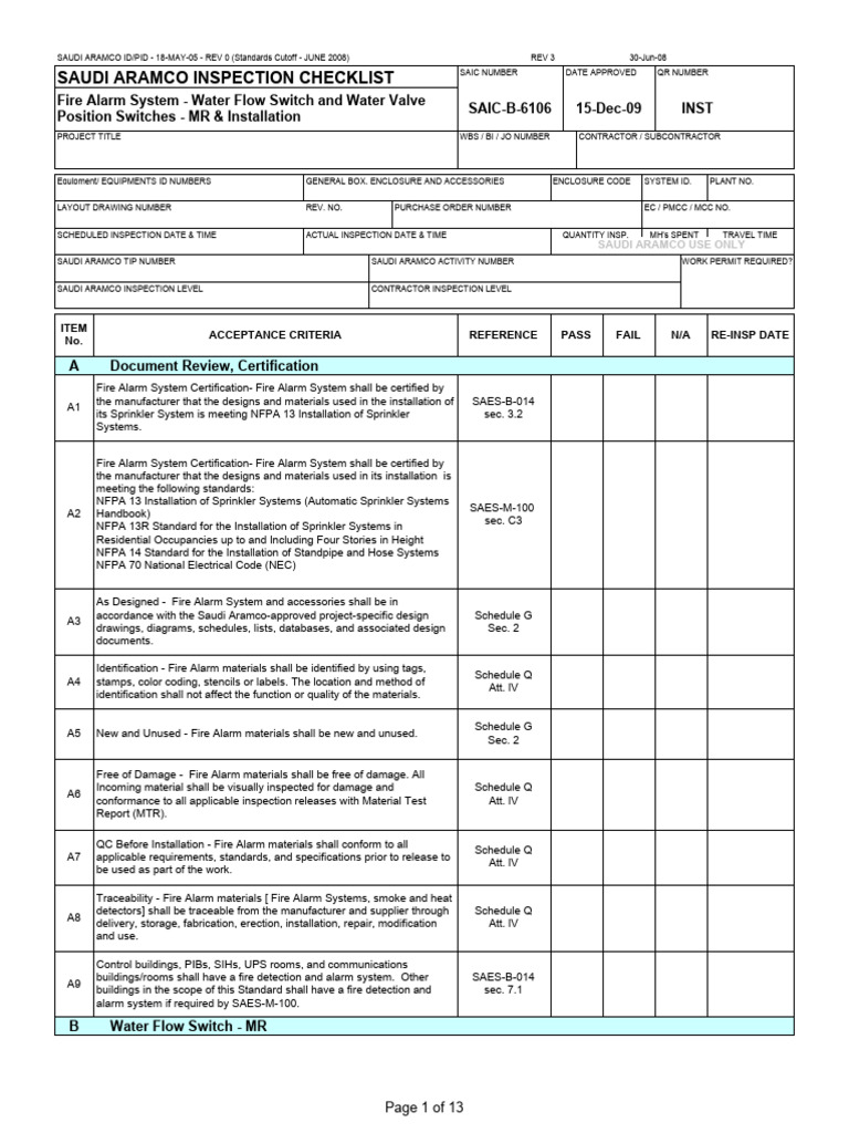 SAIC-B-6106 Rev 3 | PDF | Fire Sprinkler System | Equipment