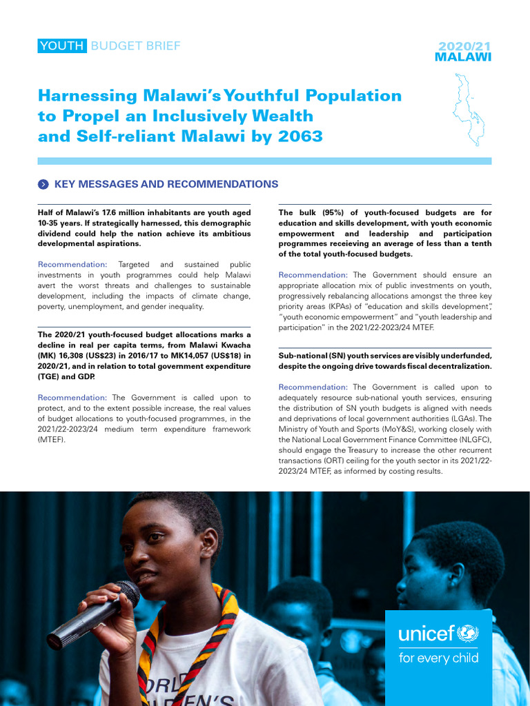 UNICEF-Malawi-2020-2021-Youth-Budget-Brief (1) | PDF | Workforce | African Development Bank