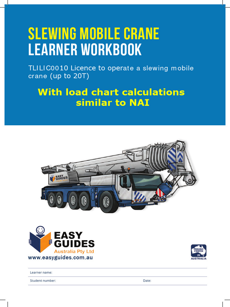 Slewing Mobile Crane 20T Learner Workbook TLILIC0010 SAMPLE | PDF ...