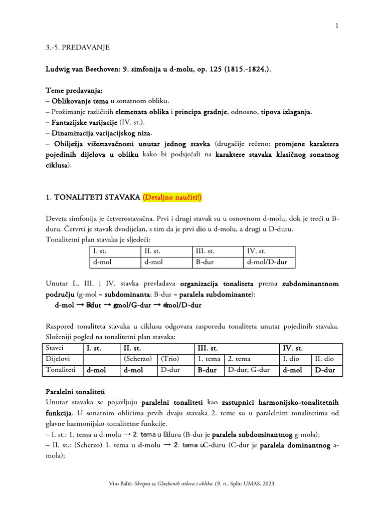 02 Beethoven 9 Simfonija Predavanje | PDF