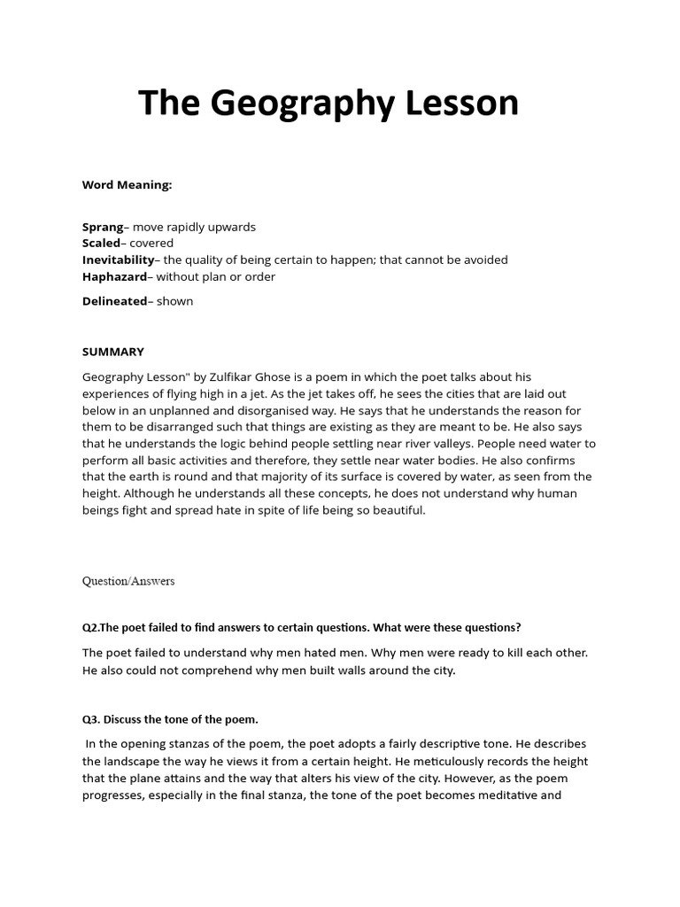The Geography Lesson | PDF | Poetry