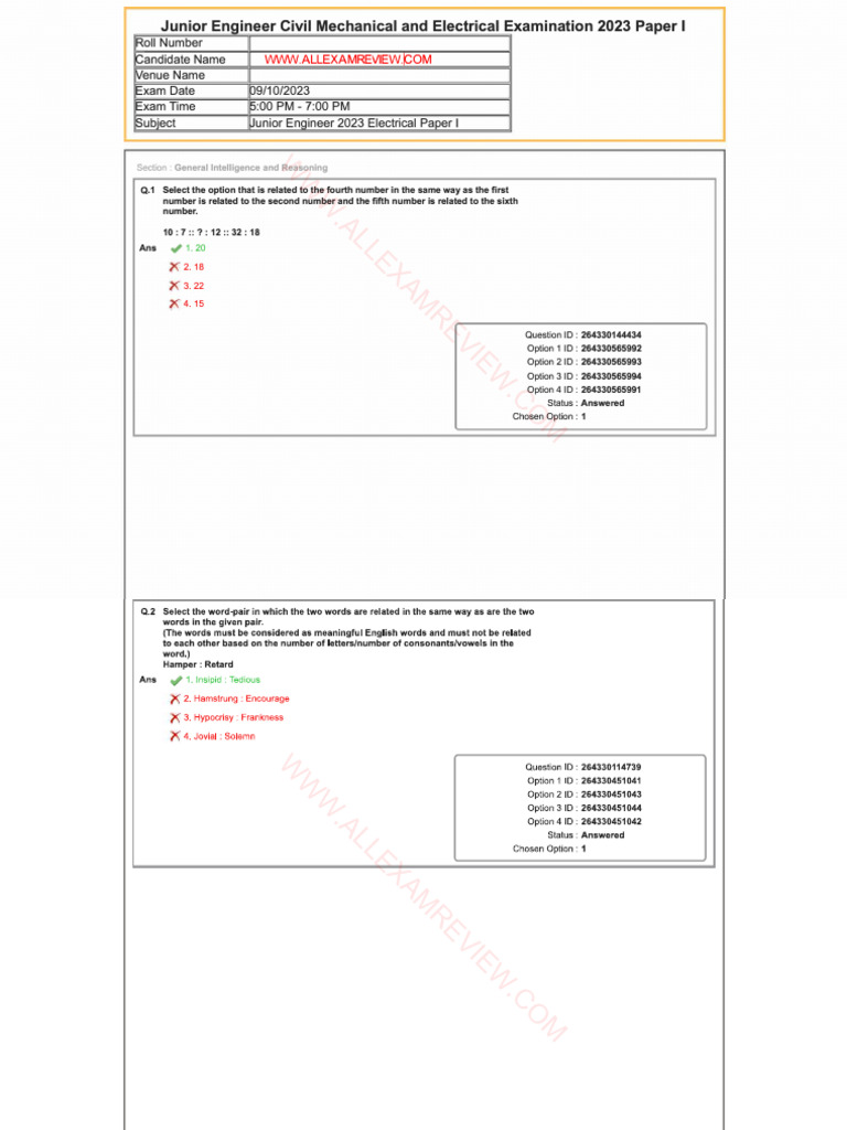 SSC Je 2023 Electrical 9 Oct | PDF | Career And Technical Education ...