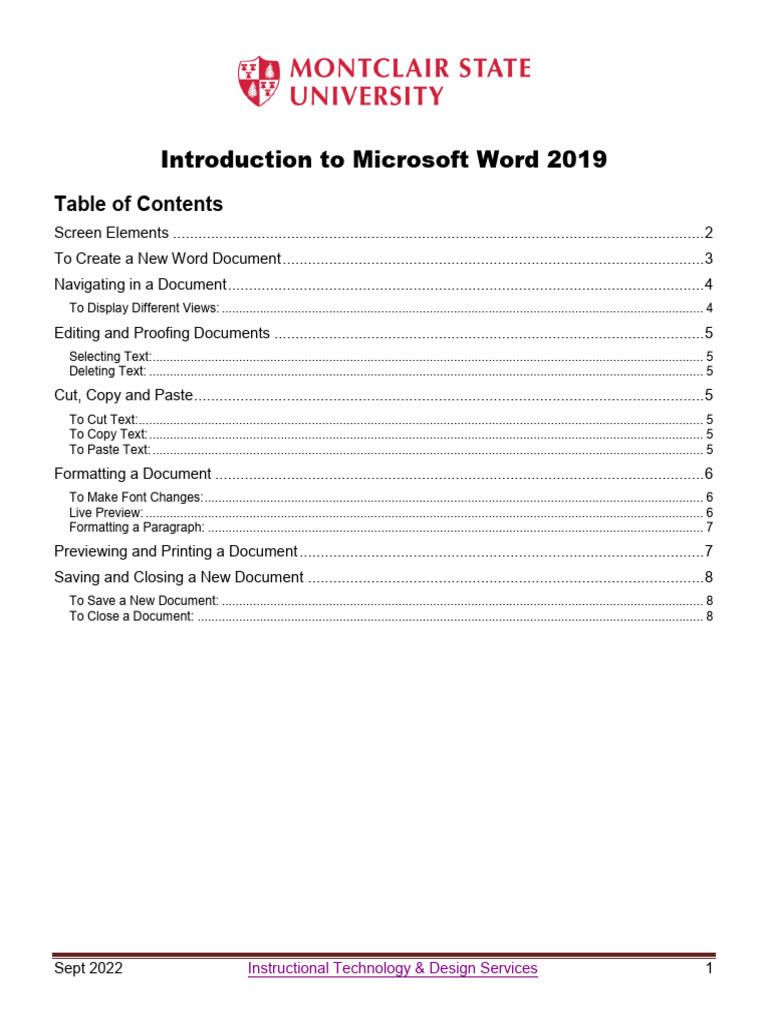 Introduction To Word 2019 | PDF | Microsoft Word | Window (Computing)