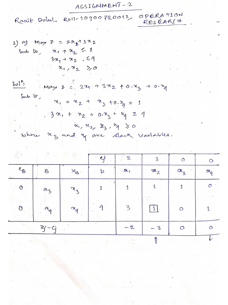 Operation Research, Assignment 2, Ranit Dolui | PDF