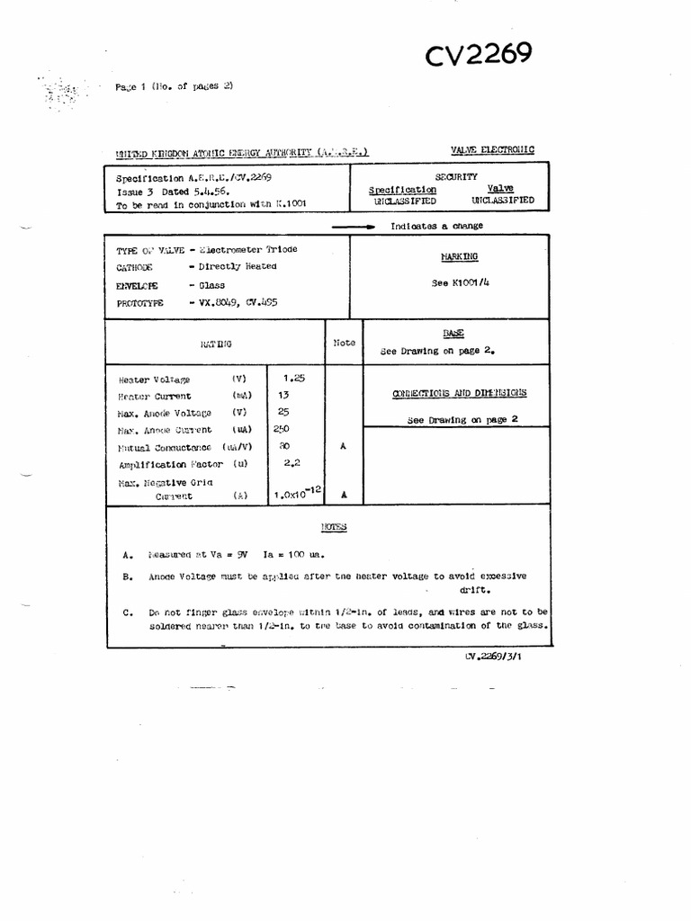 CV 2269 Triode Datasheet | PDF