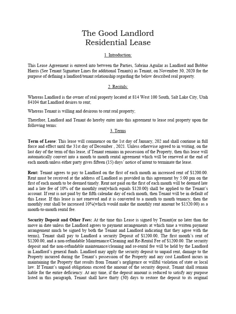 Good Landlord Lease | PDF | Leasehold Estate | Lease