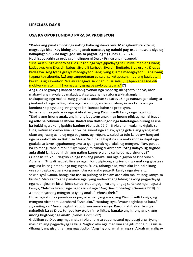 LIFECLASS DAY 5 Bisaya | PDF