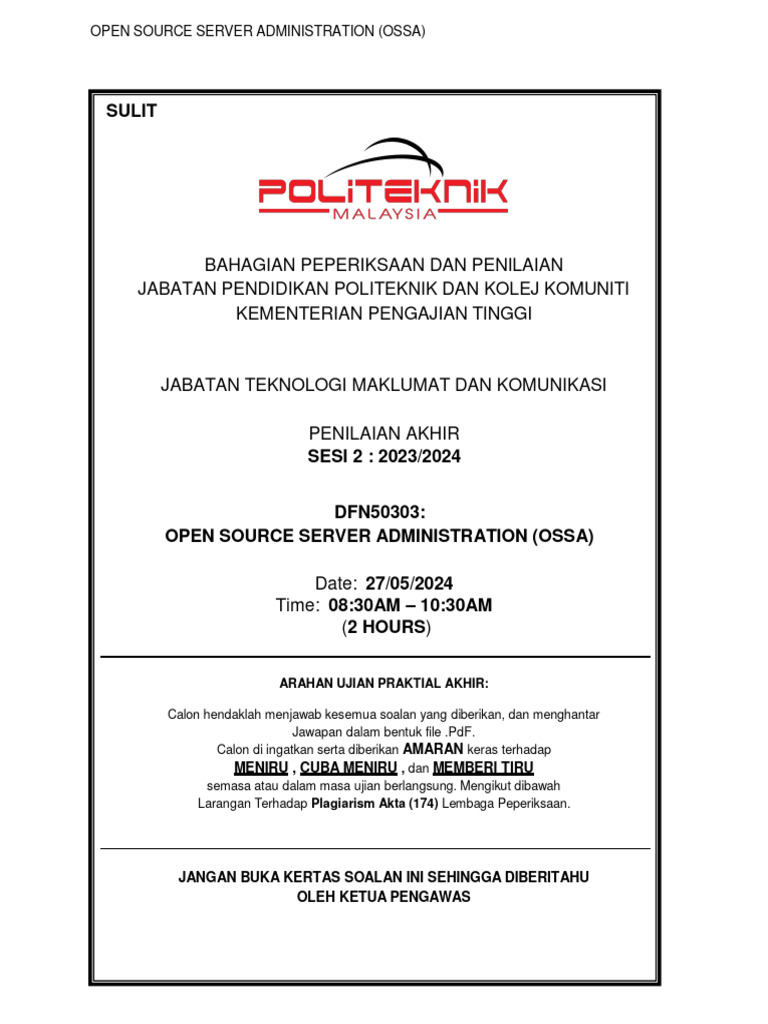 Final PracticalTest Sesi II 23-24 10DDT22F1081 | PDF | Networking ...