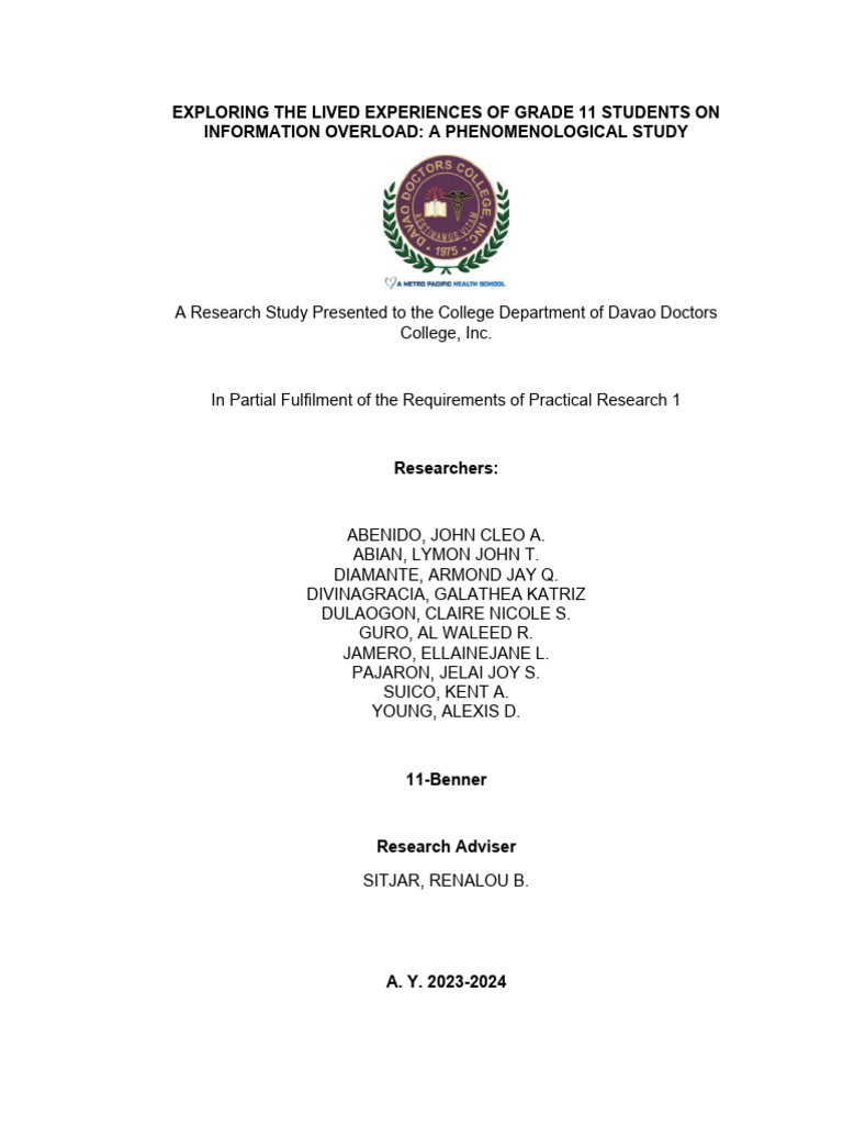 Grade 11 Students' Experiences of Information Overload | PDF ...