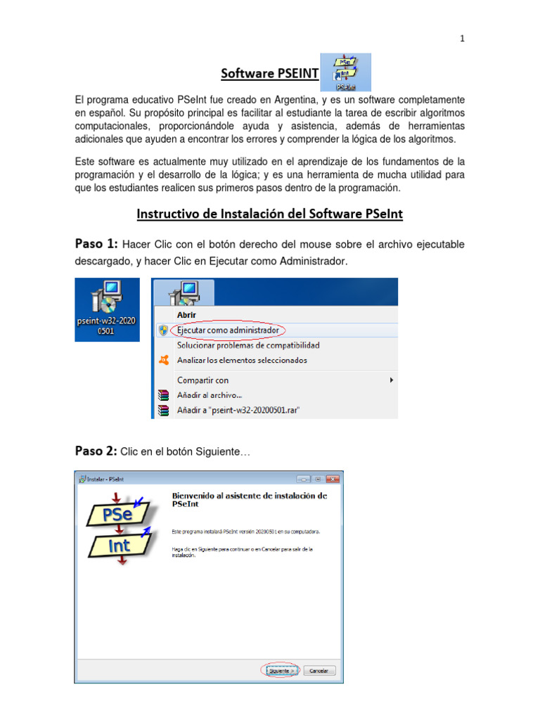 Instructivo de Instalacion Software PSEINT | PDF | Informática