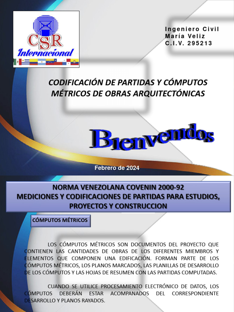 5 - CODIFICACION de PARTIDAS Y Computos Metricos de Obras Arquitectonicas | PDF | Medición