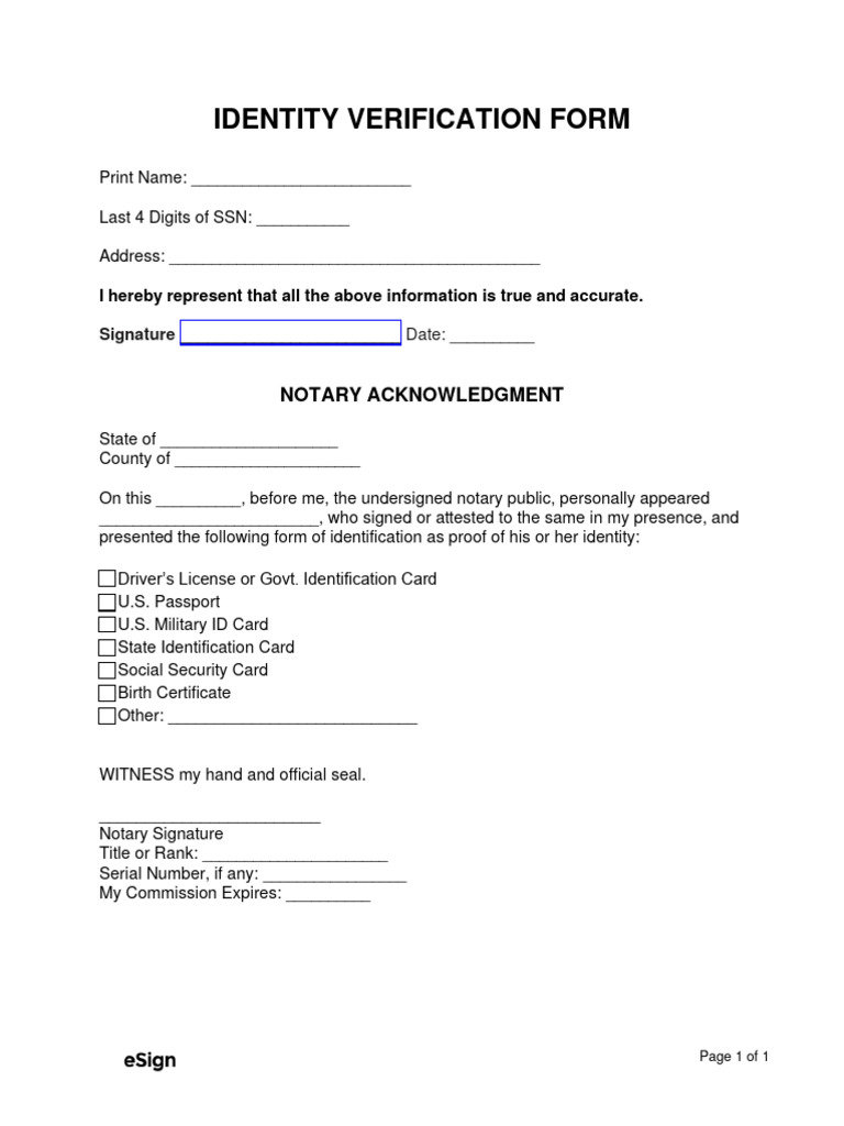 Identity Verification Form Guide | PDF