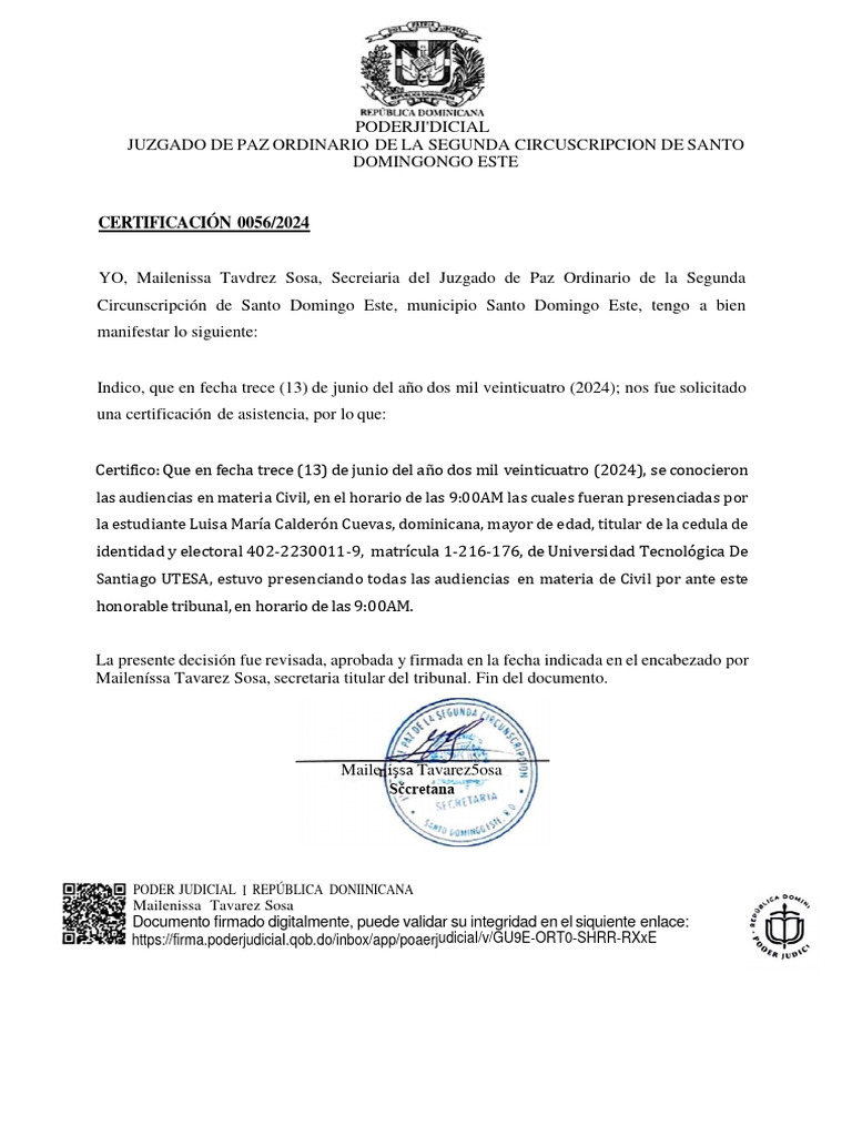 Certificado Luisa | PDF
